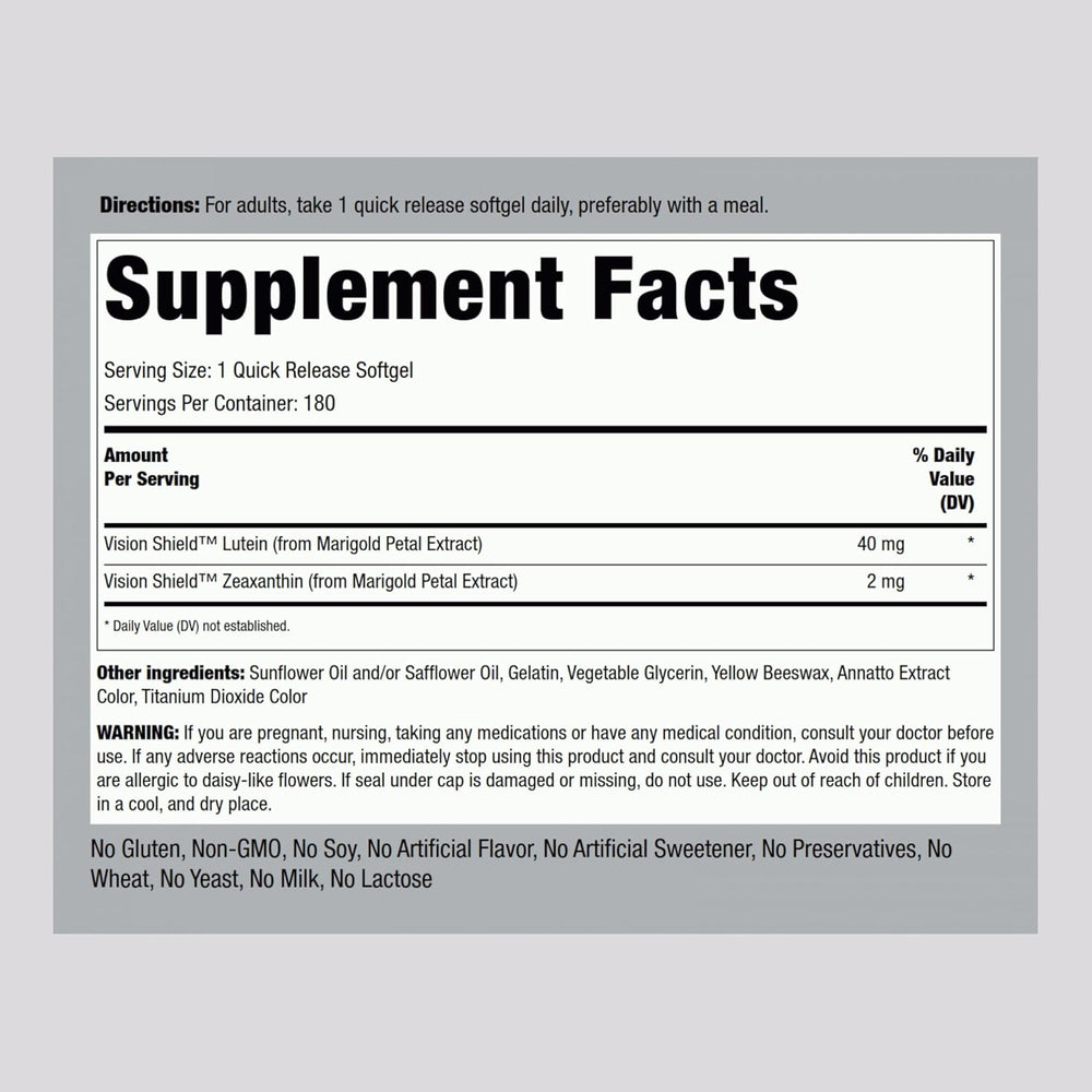 Piping Rock Luteína & Zeaxantina 40mg 180 cápsulas – Usalo Ya